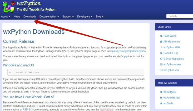 Установка wxPython на Windows, Mac OS X, Linux